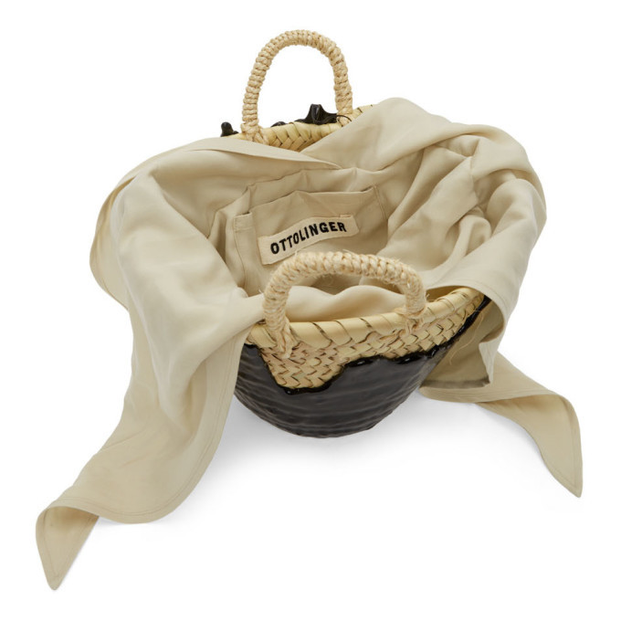 Ottolinger Beige and Black Mini Rubber-Dipped Basket Tote Ottolinger