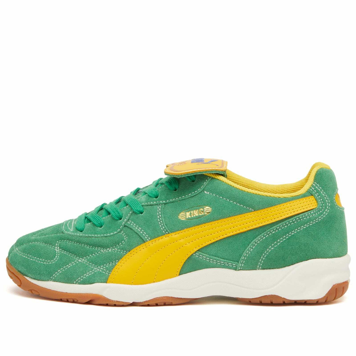 Puma King Indoor Royalty in Archive Green/Yellow Sizzle Puma
