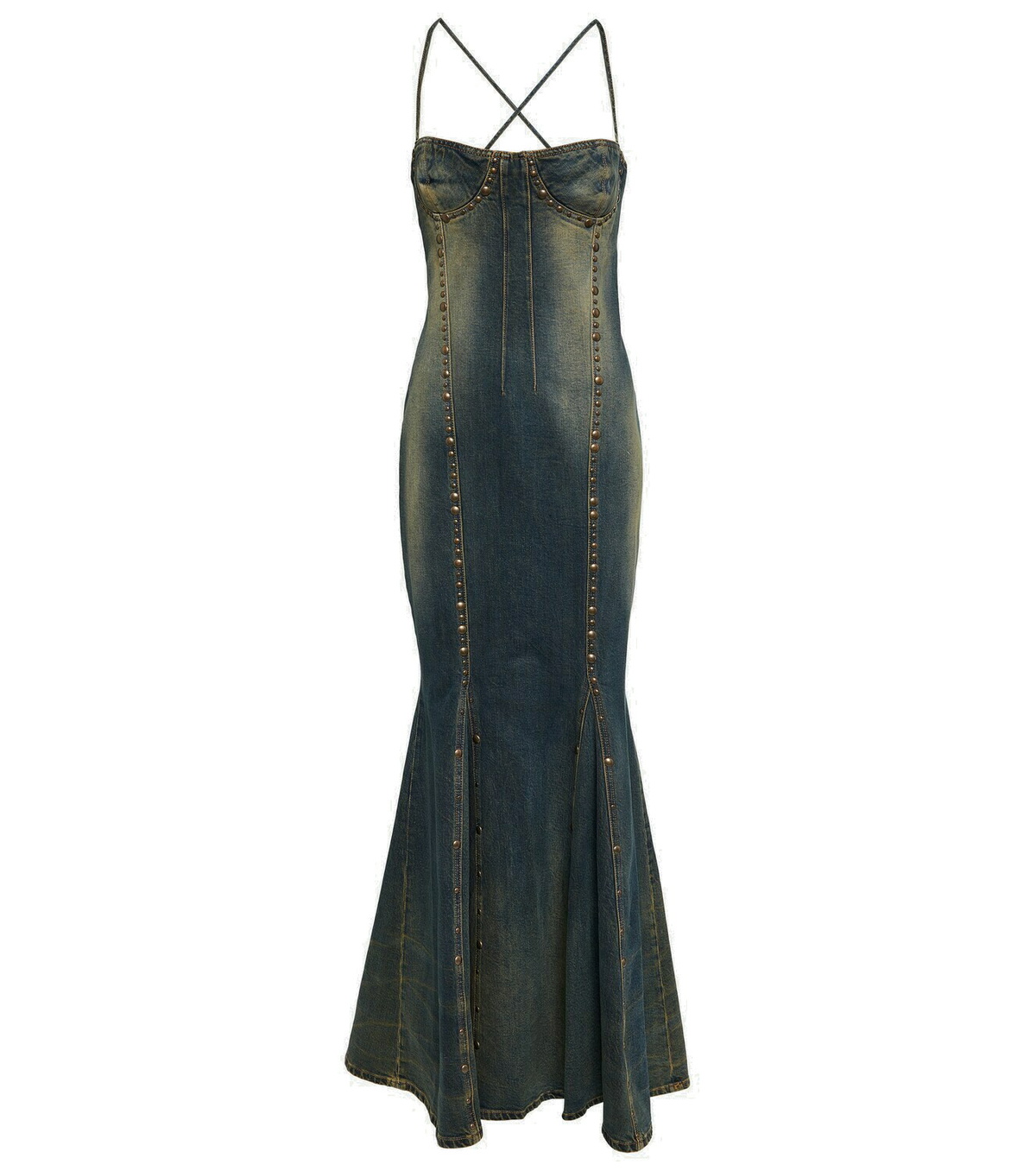 Blumarine Embellished denim gown Blumarine