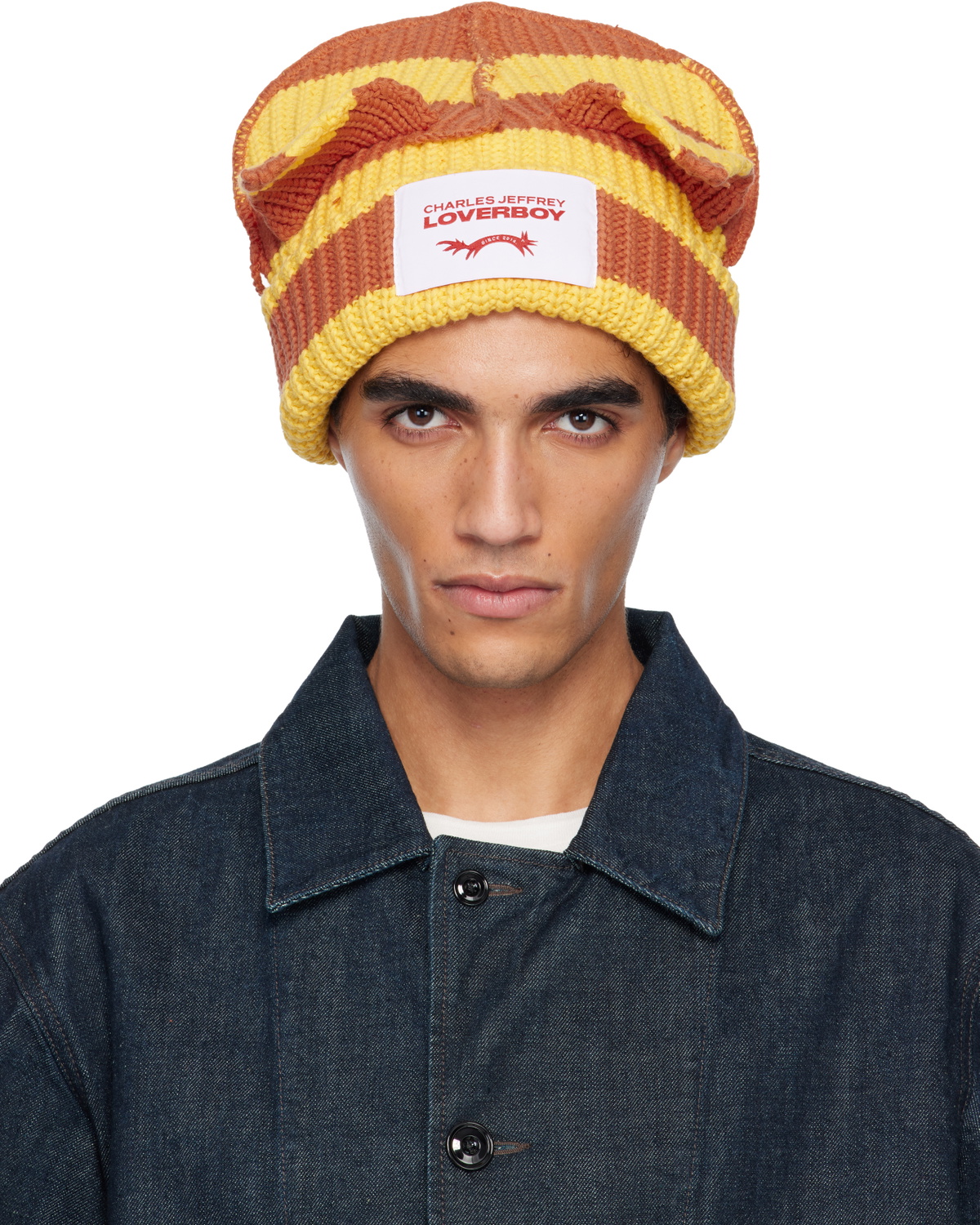 Charles Jeffrey LOVERBOY Yellow & Orange Chunky Ears Beanie Charles ...