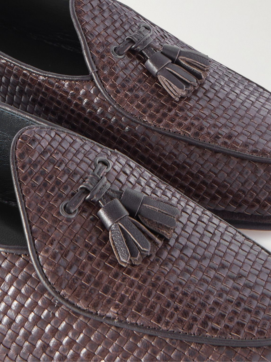Rubinacci - Marphy Woven Leather Tasseled Loafers - Brown Rubinacci
