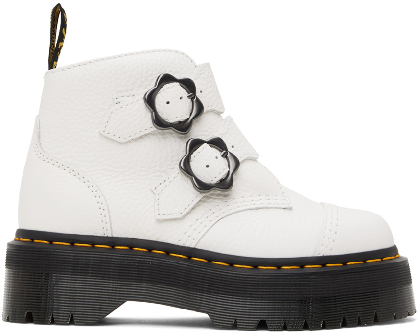 Dr. Martens White Devon Flower Platform Boots Dr. Martens