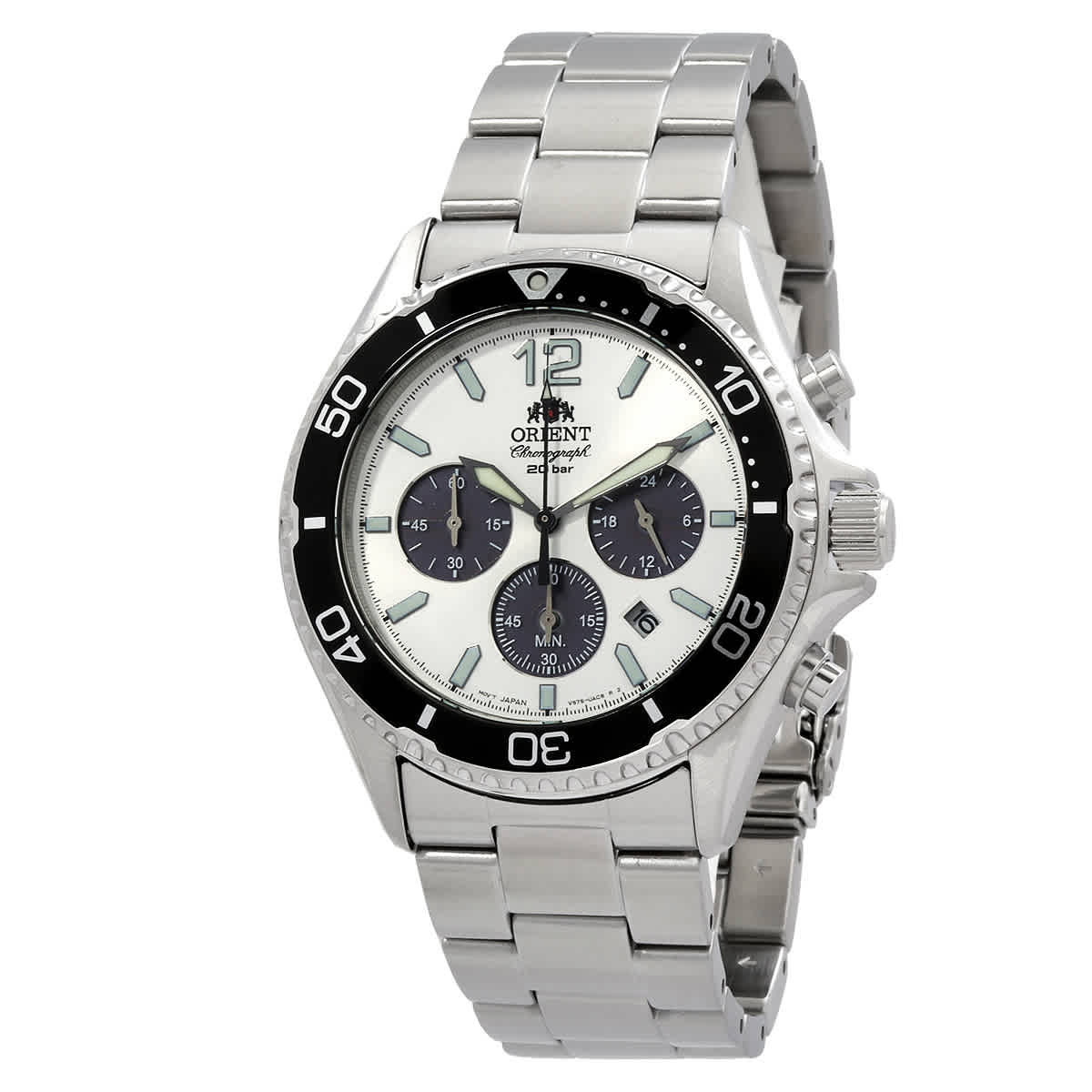 Orient Sports Solar Powered Chronograph White Dial Mens Watch RA ...