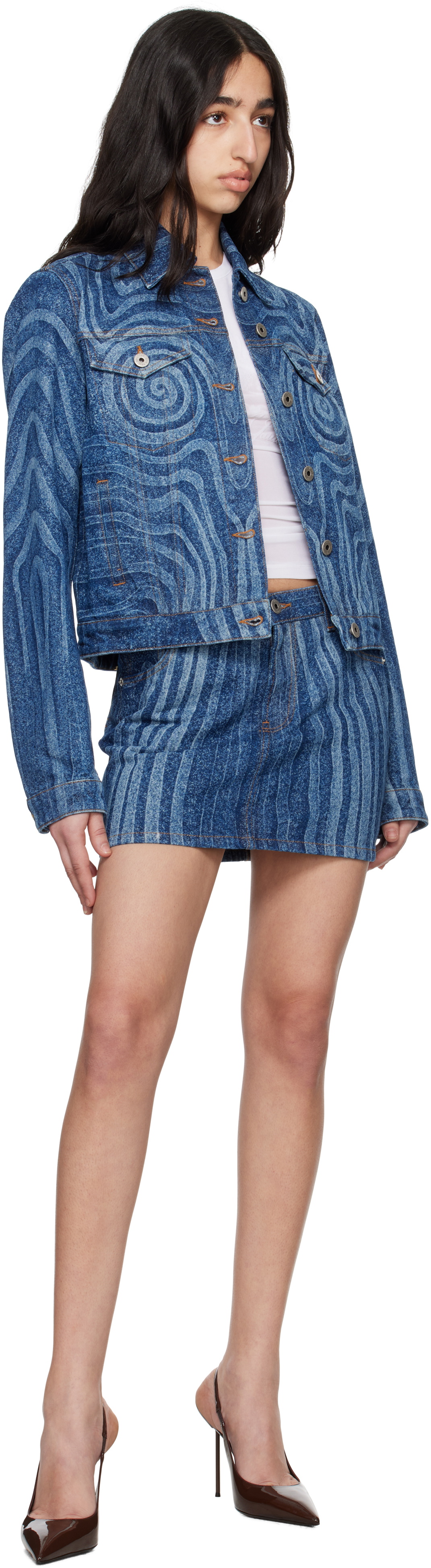 Jean Paul Gaultier Blue Spiral Denim Jacket Jean Paul Gaultier