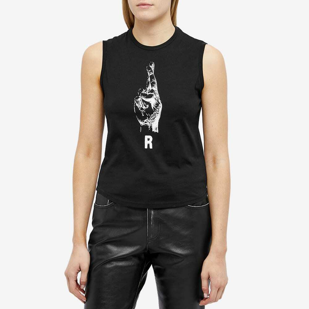Raf Simons Women's Sleeveless Tight Fit R Hand Sign Print Vest in Black ...