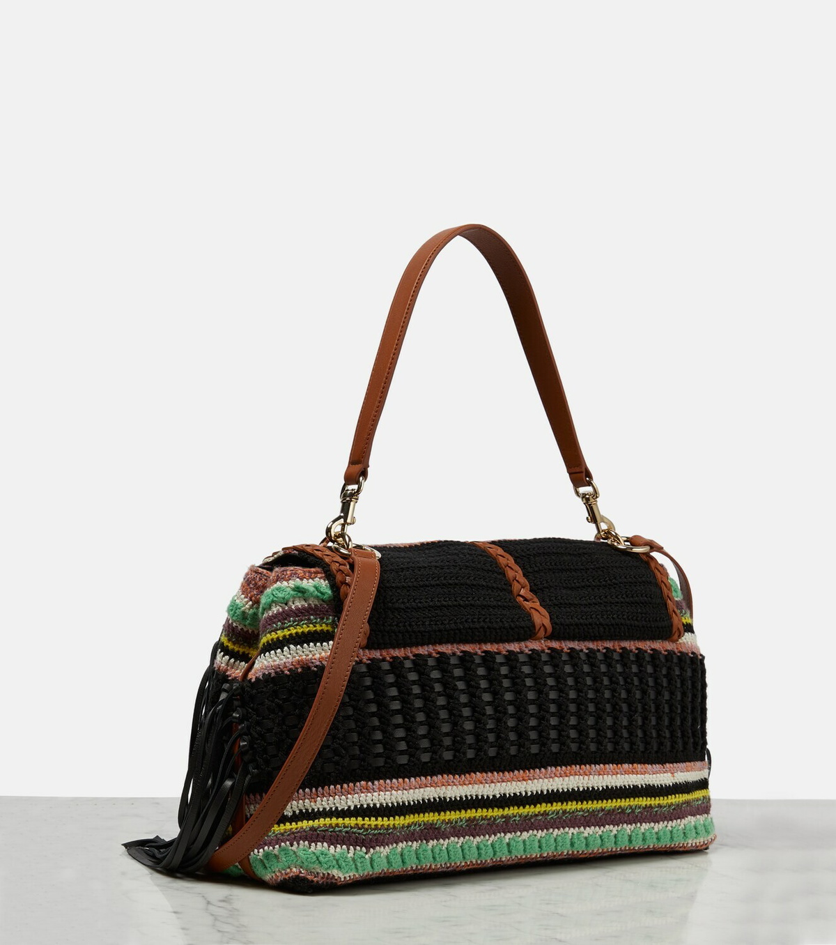 Chloe - Penelope Large leather-trimmed shoulder bag Chloe