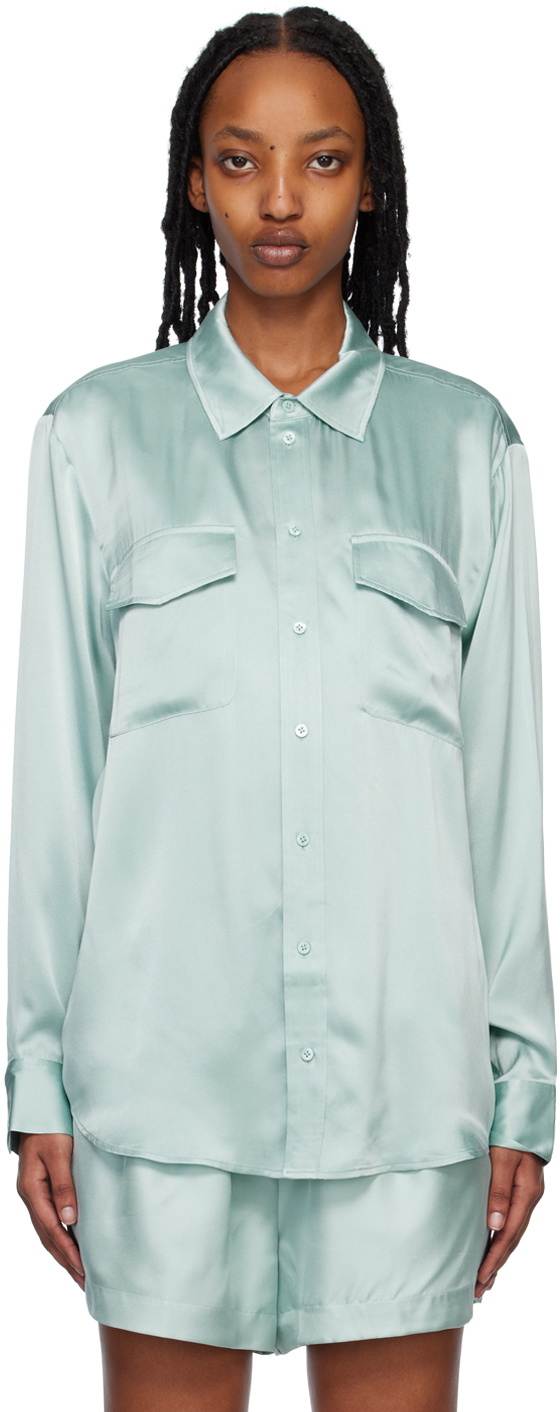 Silk Laundry Blue Boyfriend Shirt Silk Laundry
