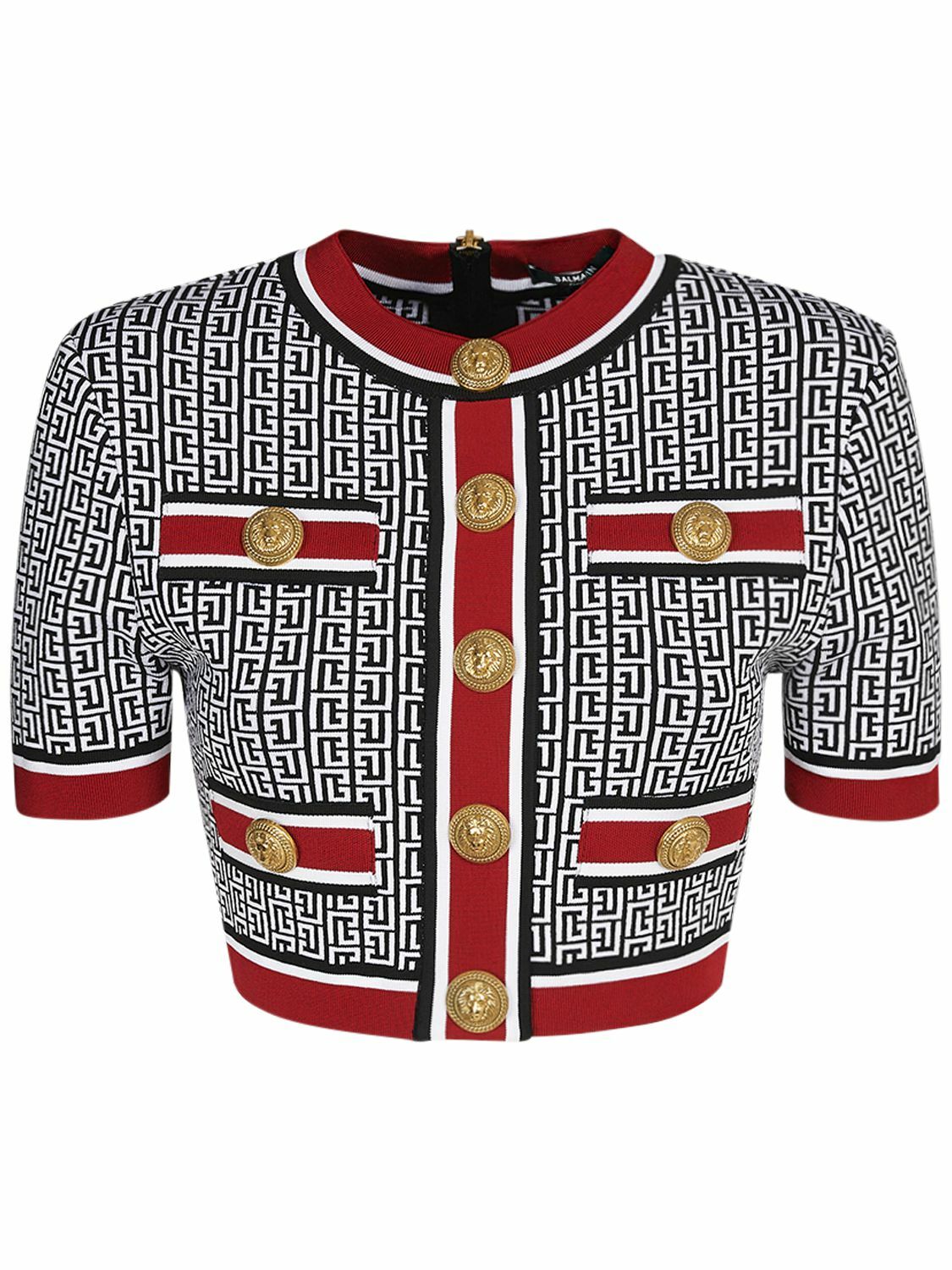 BALMAIN - Monogram Knit Viscose Crop Top Balmain
