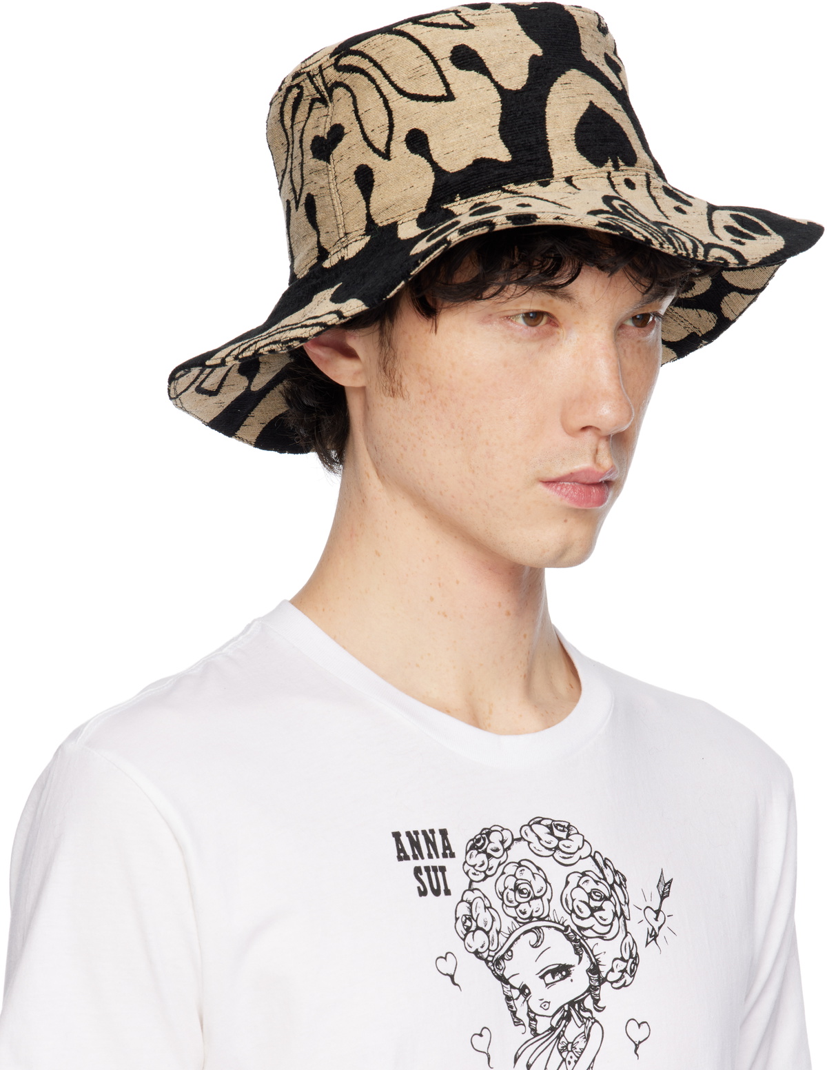 Anna Sui Black Beardsley Tapestry Oversized Brim Bucket Hat Anna Sui