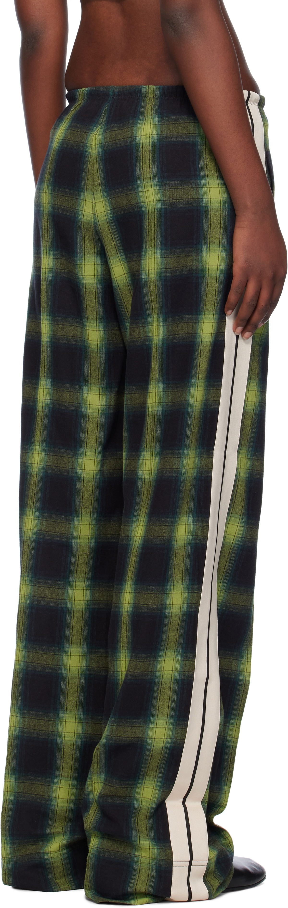 Palm Angels Green Checked Track Pants Palm Angels