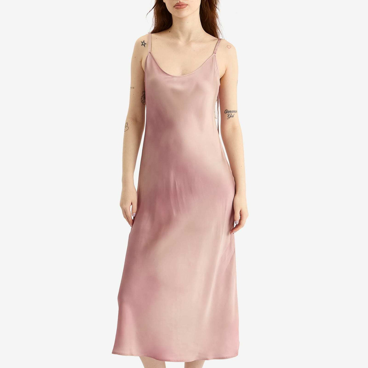 Acne Studios Women's Darma Soft Fluid Satin Slip Dress in Multi Pink ...