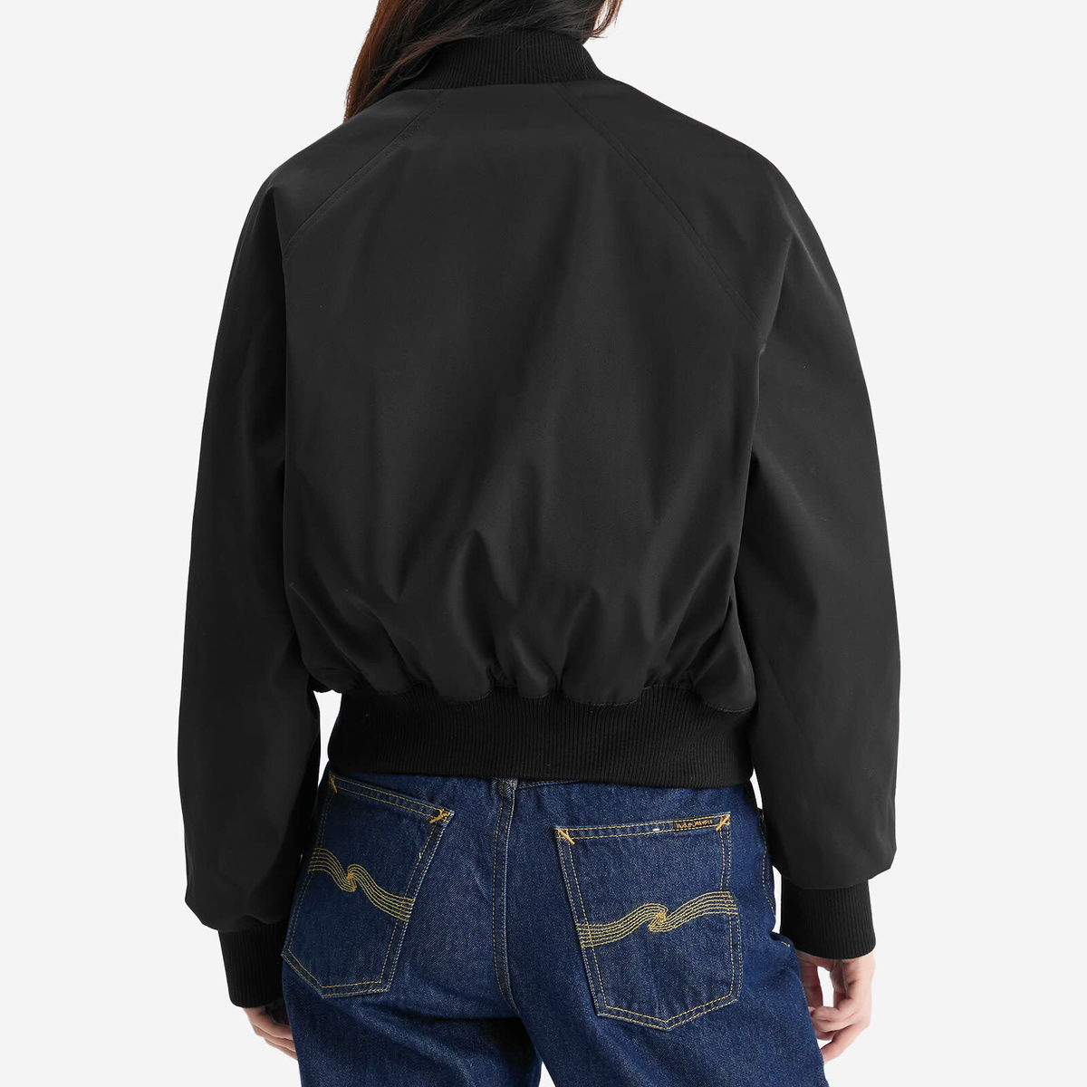 AMI Paris Women's Logo Bomber Jacket in Wool Gabardine Black AMI