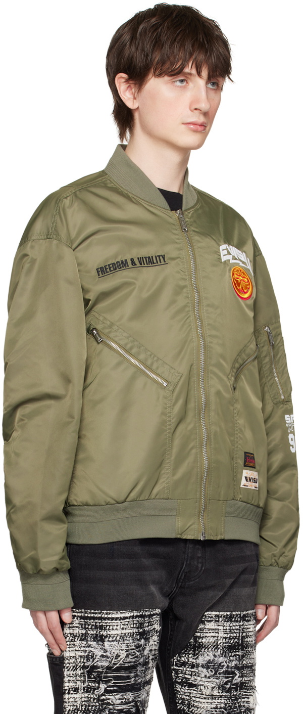 Evisu Khaki 3D Kamon MA-1 Bomber Jacket Evisu