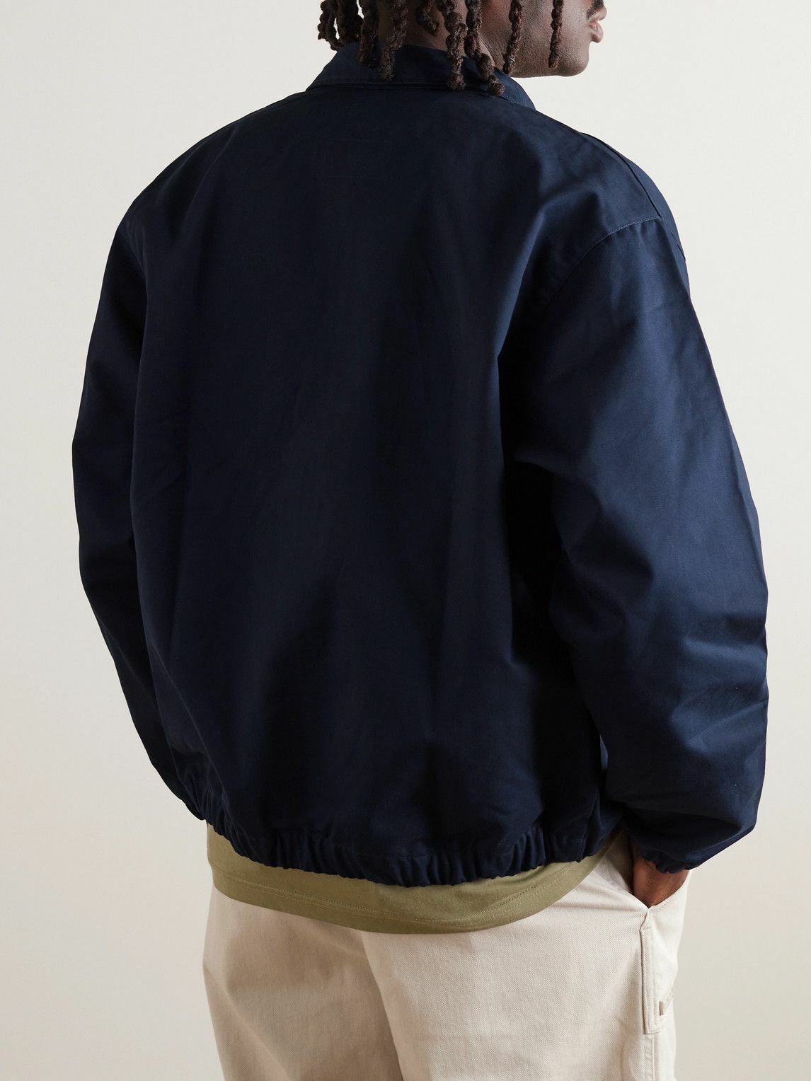 Nike - Logo-Embroidered Cotton-Twill Harrington Jacket - Blue Nike