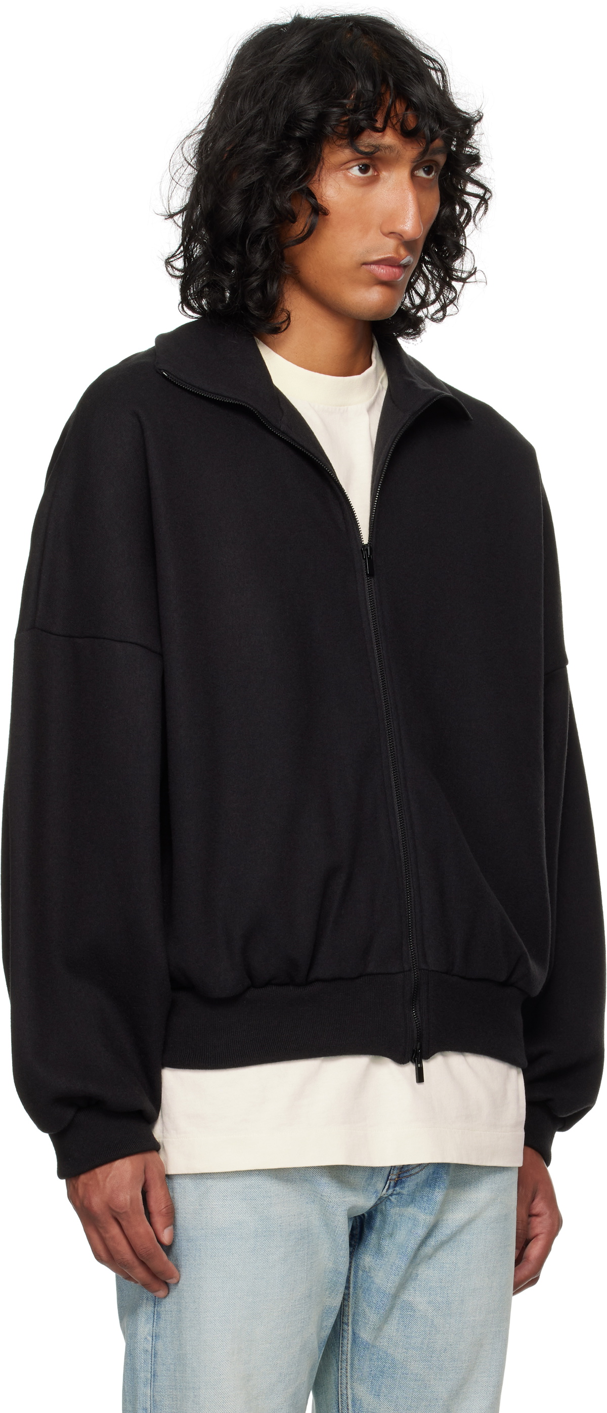 Fear of God Black Cotton Wool High Neck Jacket Fear Of God