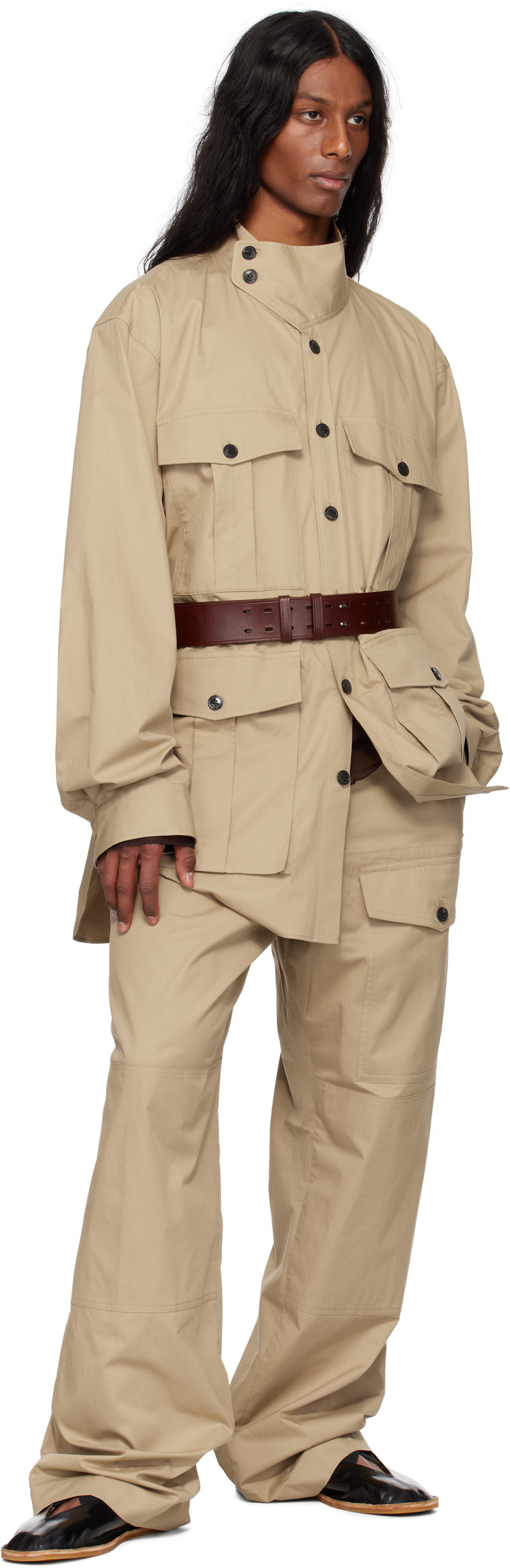 Dries Van Noten Beige Drawstring Cargo Pants Dries Van Noten