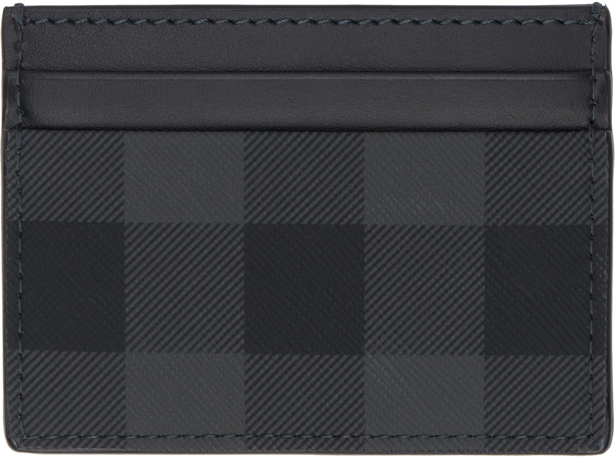 Burberry Black & Gray Check Card Holder Burberry