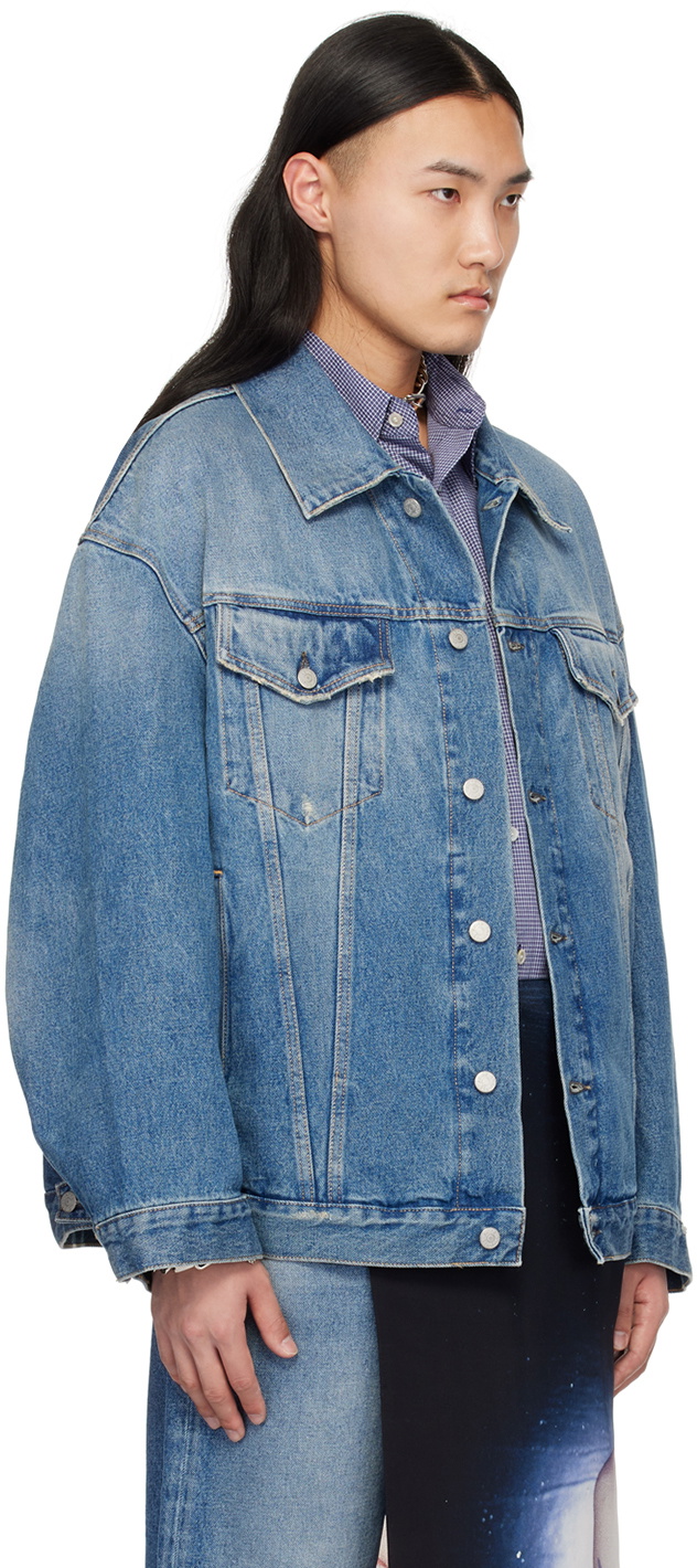Acne Studios Blue Distressed Denim Jacket Acne Studios