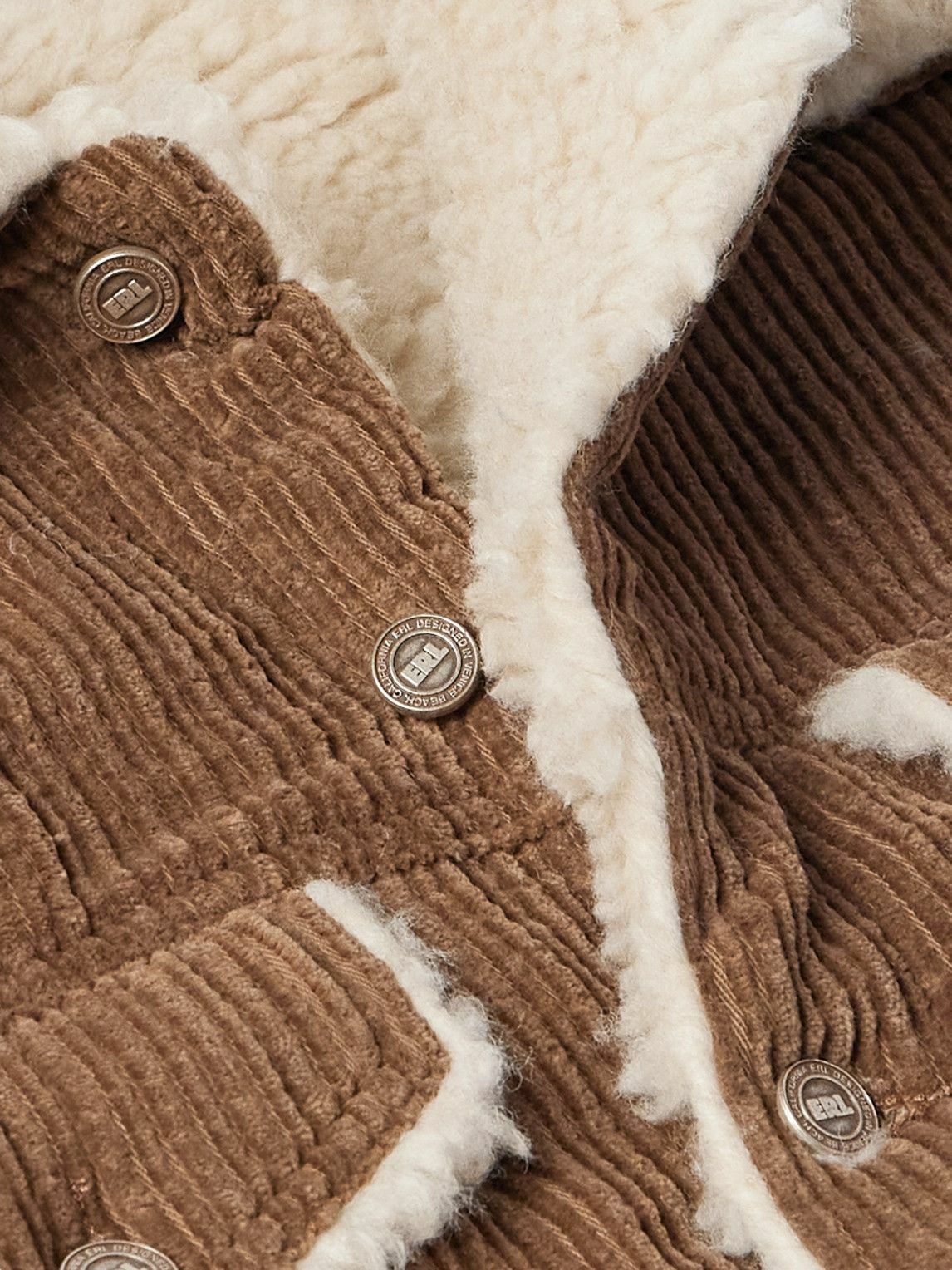 ERL - Faux Shearling-Lined Cotton-Corduroy Trucker Jacket - Brown ERL