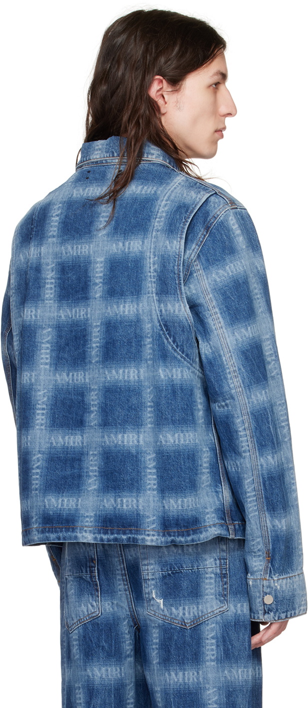 AMIRI Blue Plaid Workman Denim Jacket Amiri