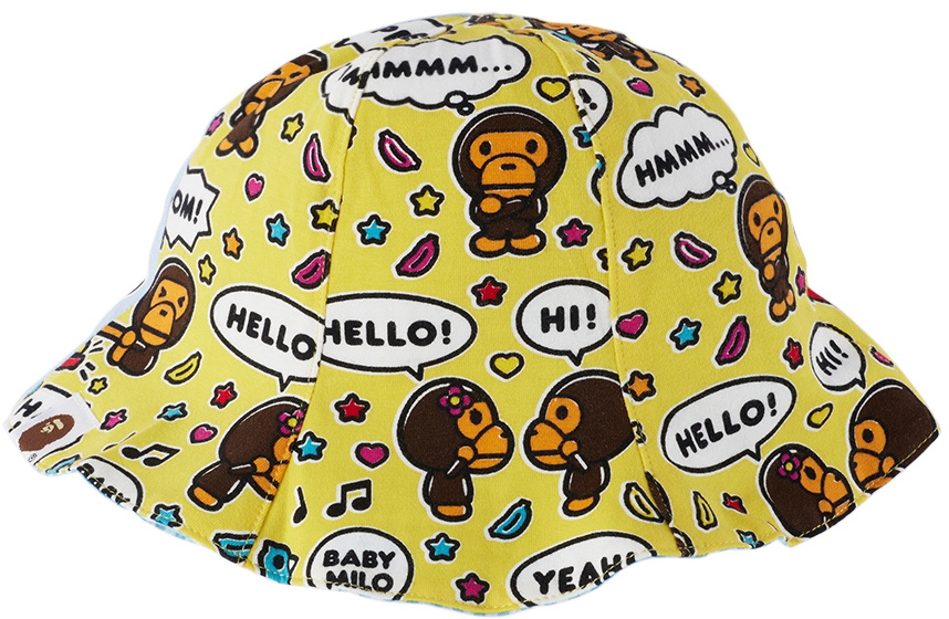 BAPE Kids Blue & Yellow Baby Milo Speech Bucket Hat A Bathing Ape