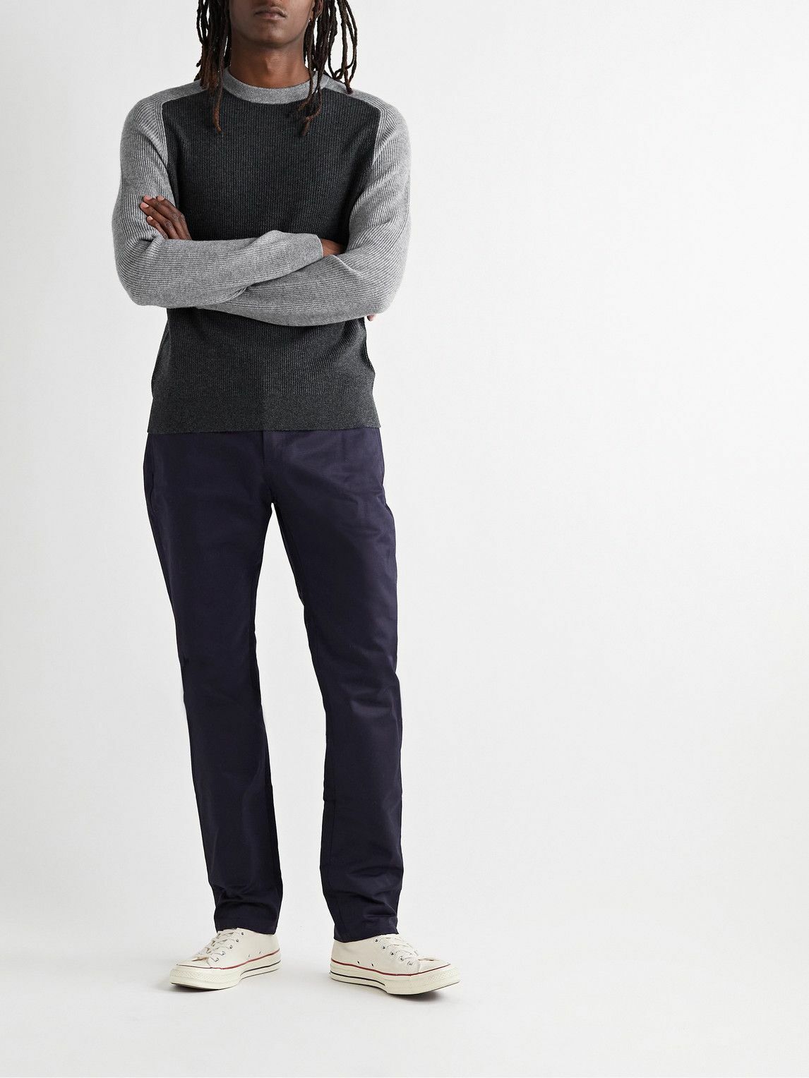 Theory - Toby Ribbed Wool-Blend Sweater - Gray Theory