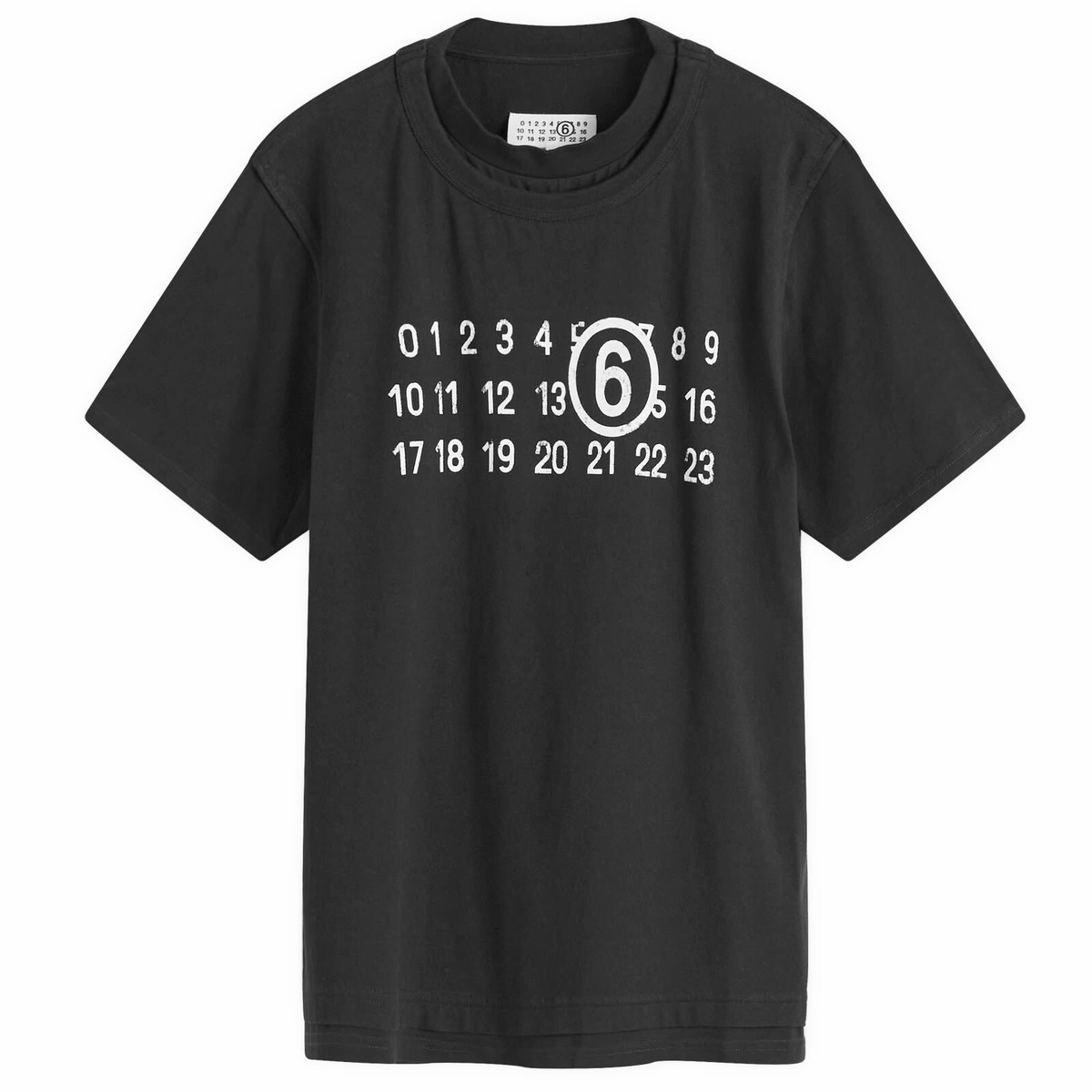 MM6 Maison Margiela Men's Number Logo T-Shirt in Black MM6 Maison Margiela