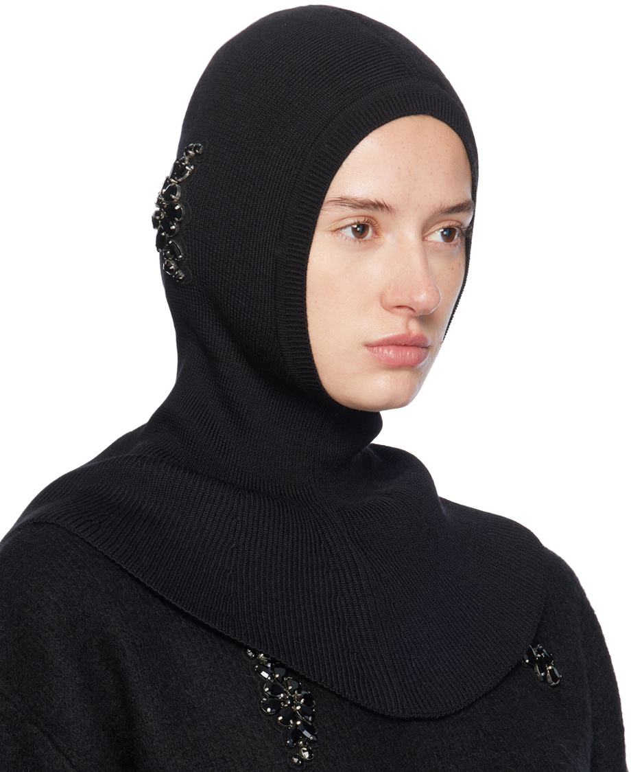 Simone Rocha Black Embellished Pointed Balaclava Simone Rocha