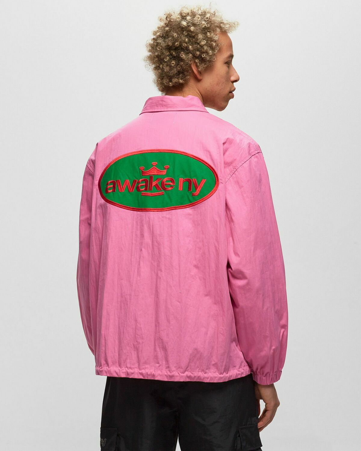 Awake King Logo Twill Coaches Jacket Pink Overshirts Awake NY