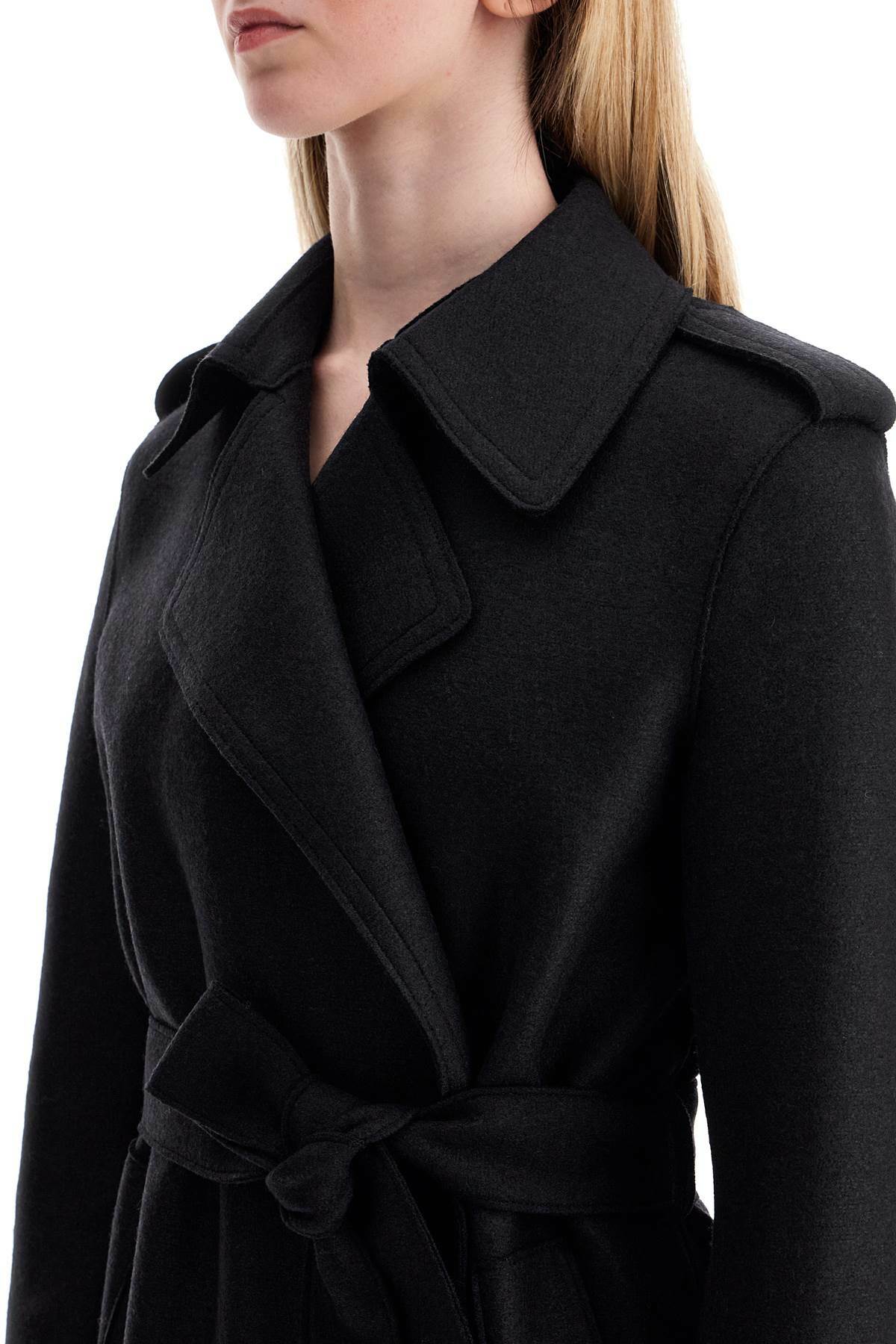 HARRIS WHARF LONDON pressed wool robe coat with nine words Black Harris ...