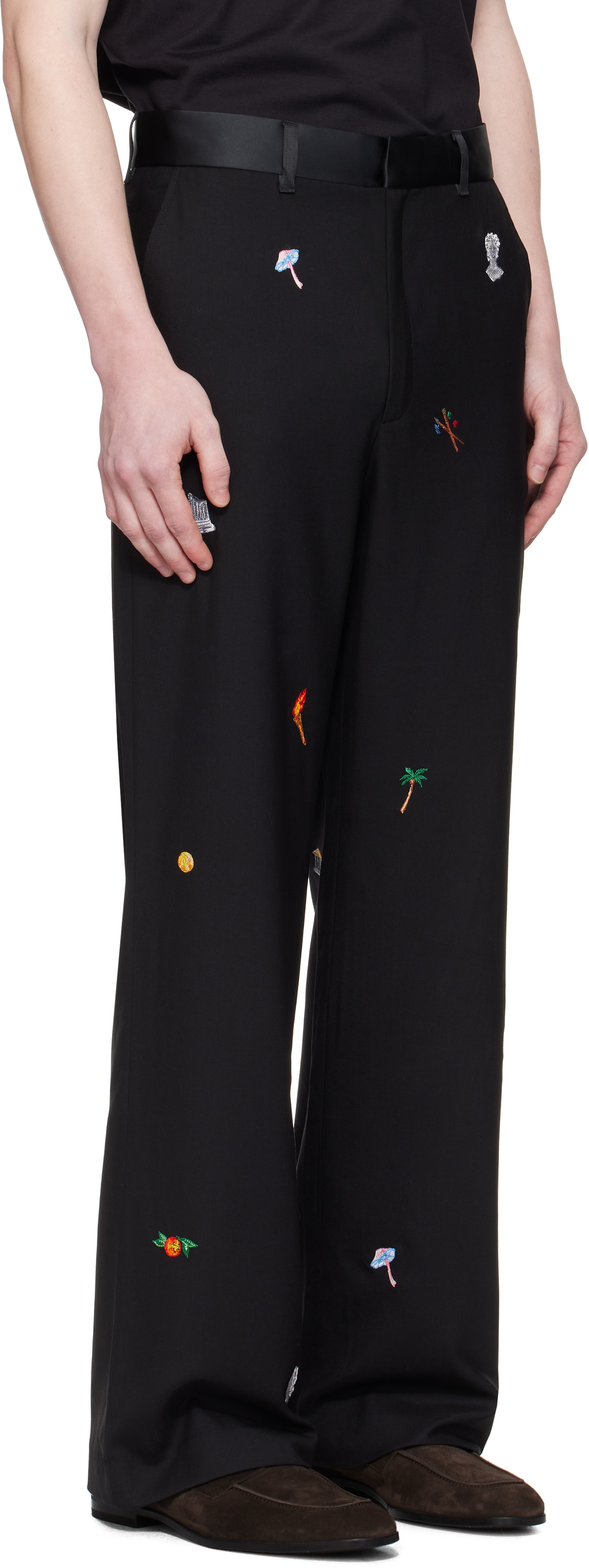 Casablanca Black Embroidered Motif Tailored Trousers Casablanca