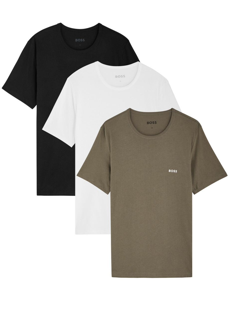 Boss Logo-embroidered Cotton T-shirt set of Three Multicoloured BOSS