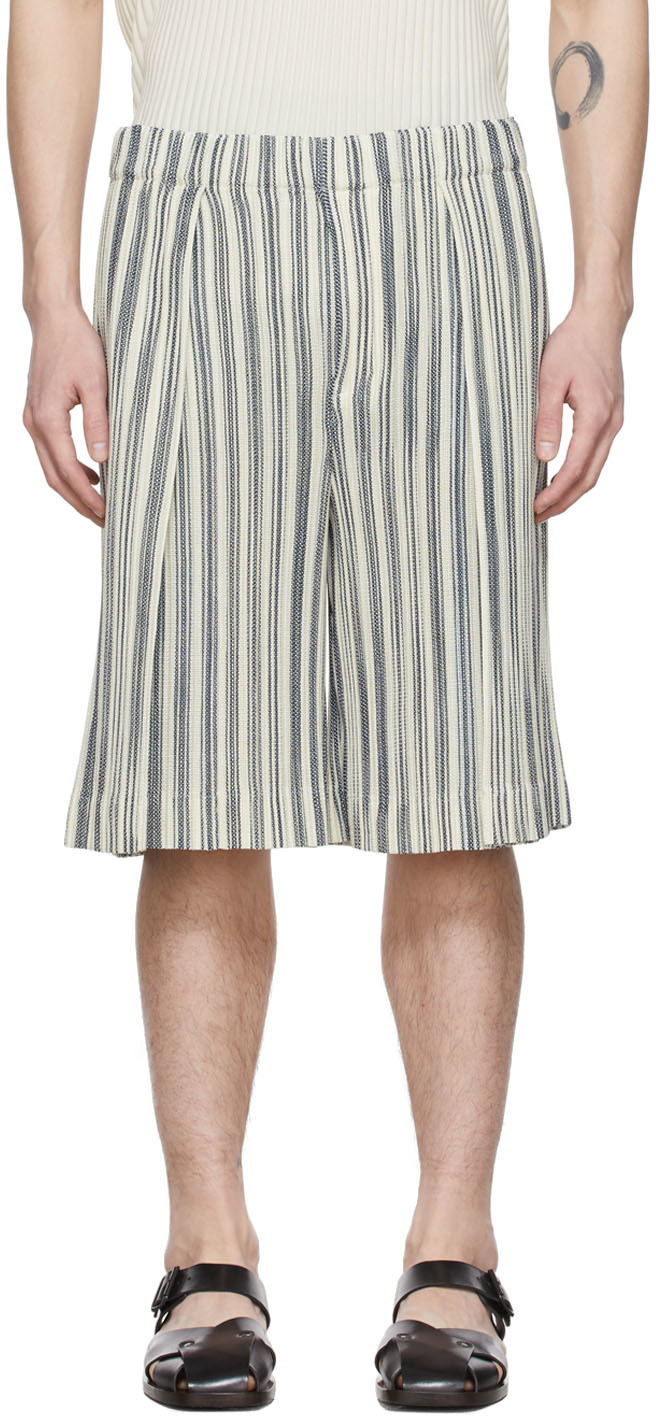 Homme Plissé Issey Miyake Off-White Polyester Shorts Homme Plisse Issey ...