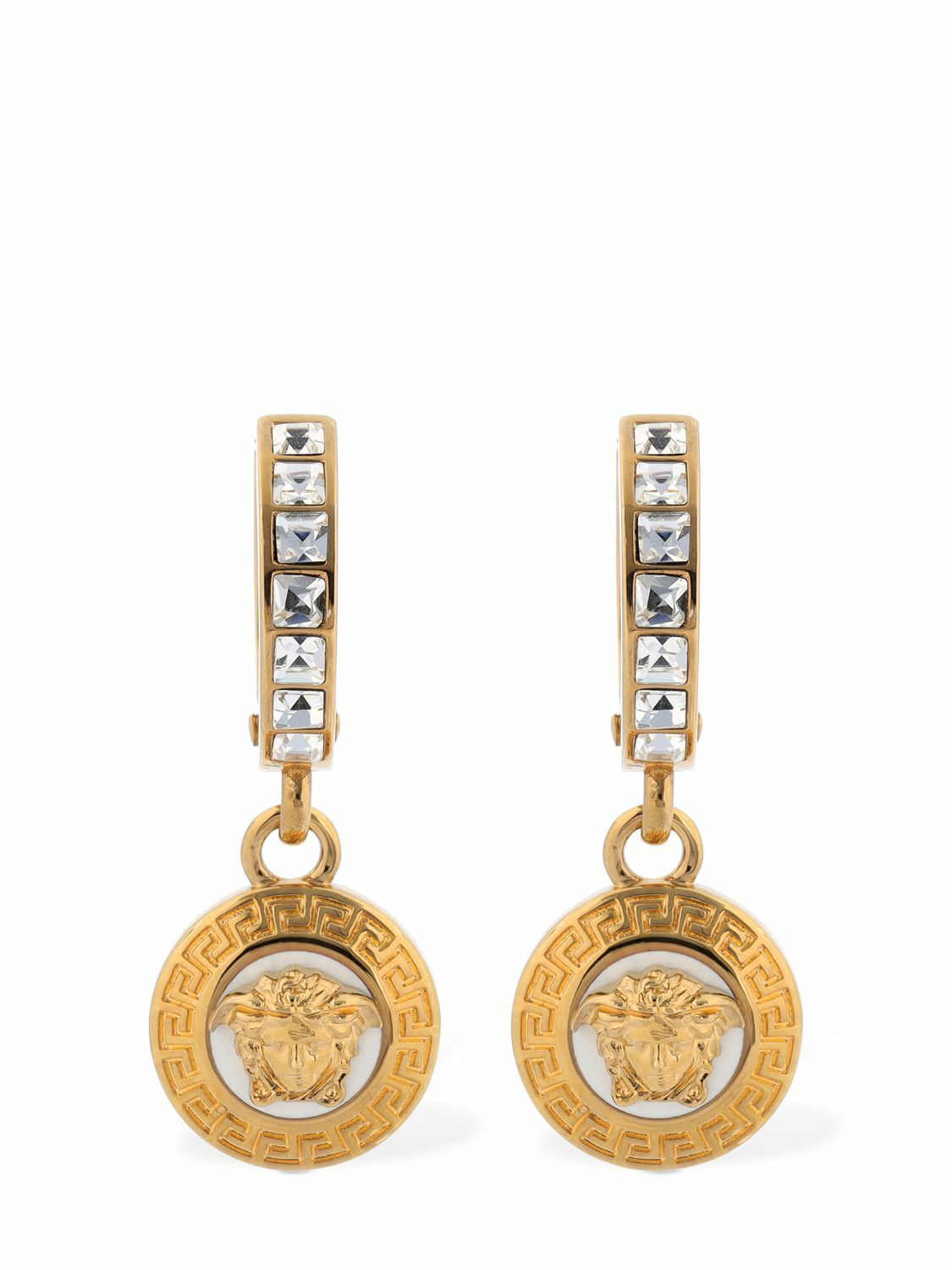 VERSACE - Medusa Crystal Charm Hoop Earrings Versace