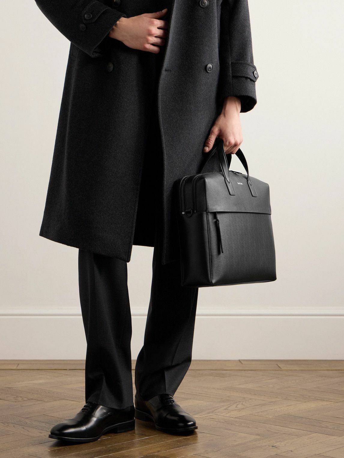 Paul Smith - Logo-Print Textured-Leather Briefcase Paul Smith