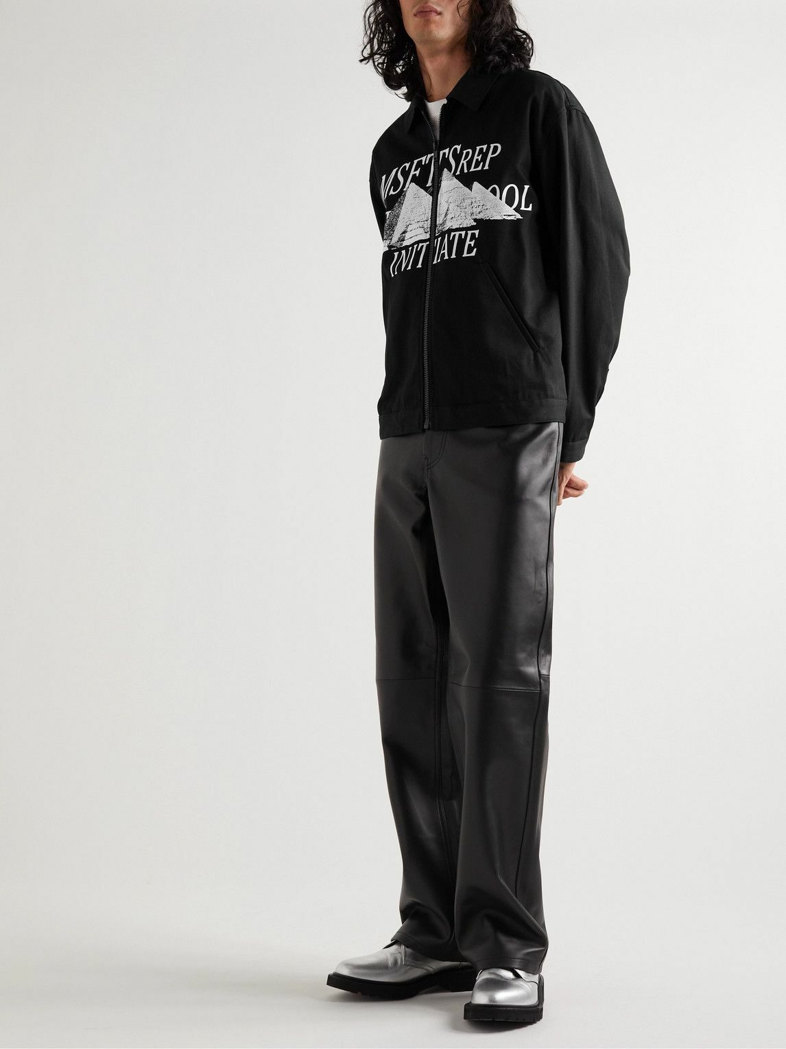 MSFTSrep - Logo-Print Cotton-Twill Overshirt - Black MSFTSrep