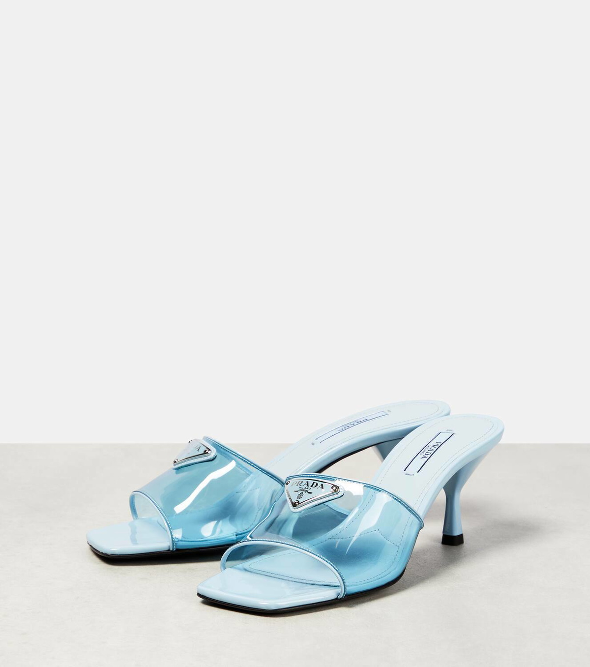 Prada Leather-trimmed PVC mules Prada