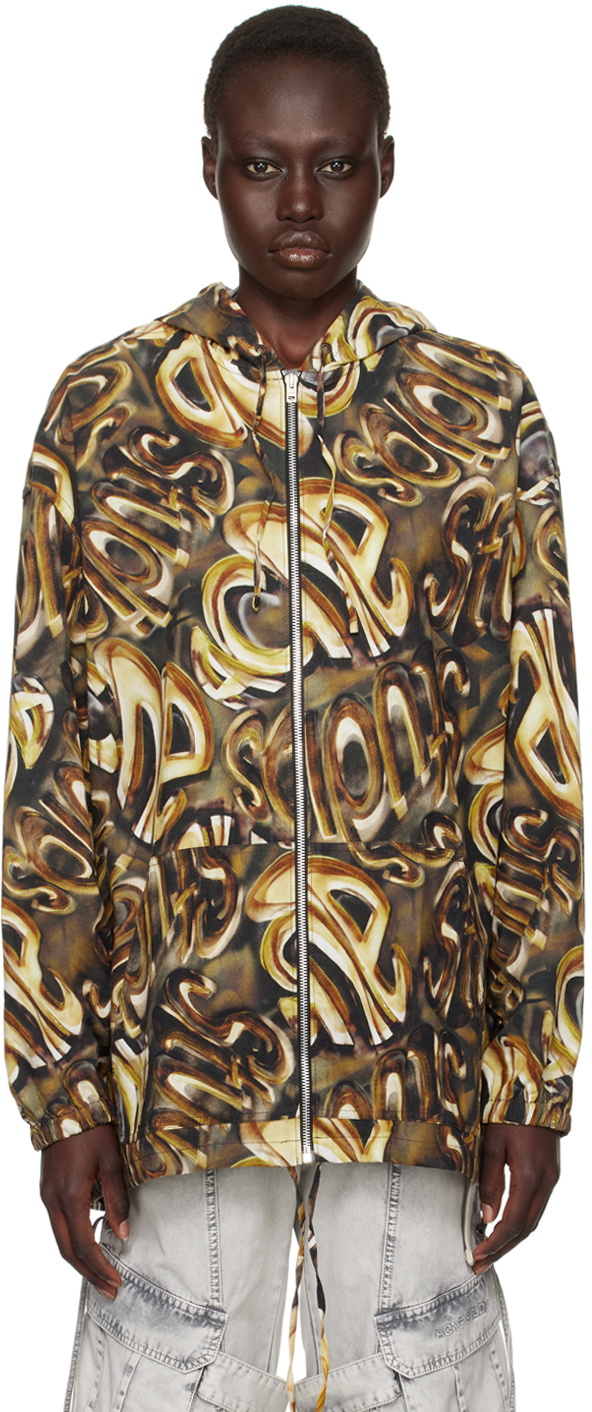 Acne Studios Black & Yellow Hooded Logo Jacket Acne Studios