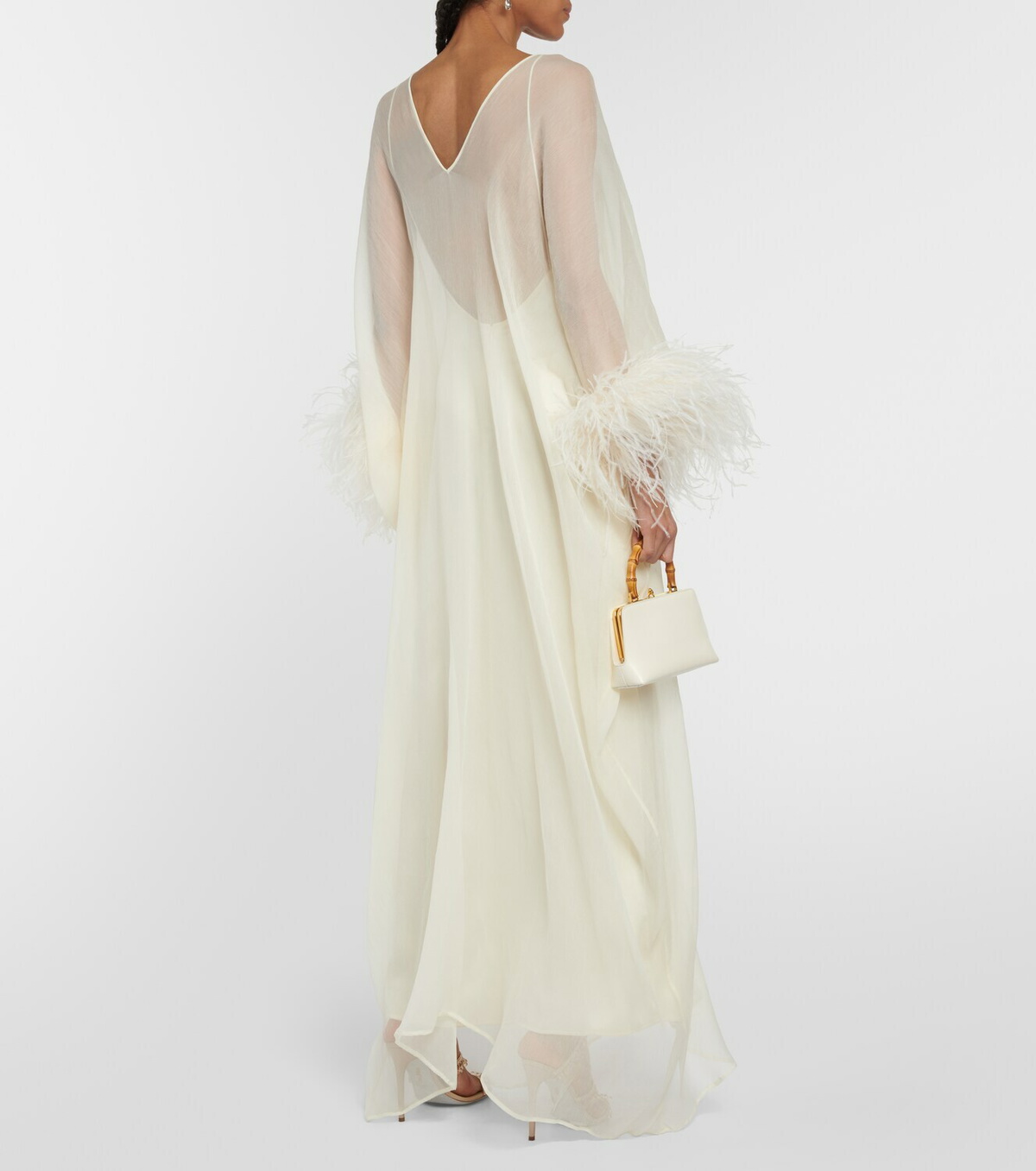 Taller Marmo Feather-trimmed silk gown Taller Marmo