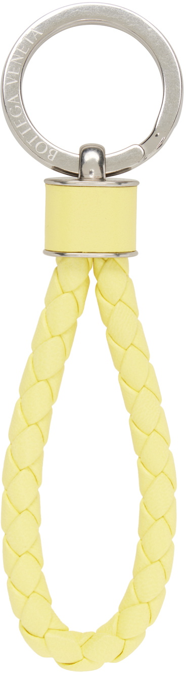 Bottega Veneta Yellow Intreccio Key Ring Bottega Veneta