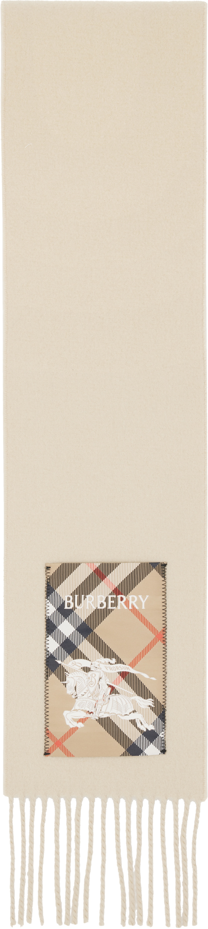 Burberry Beige Check Label Cashmere Scarf Burberry