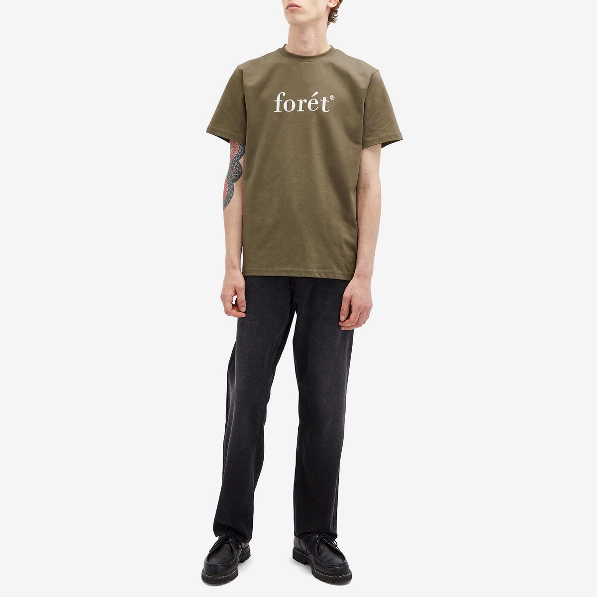 Foret Men's Amber Logo T-Shirt in Cold Brown/Cloud Foret