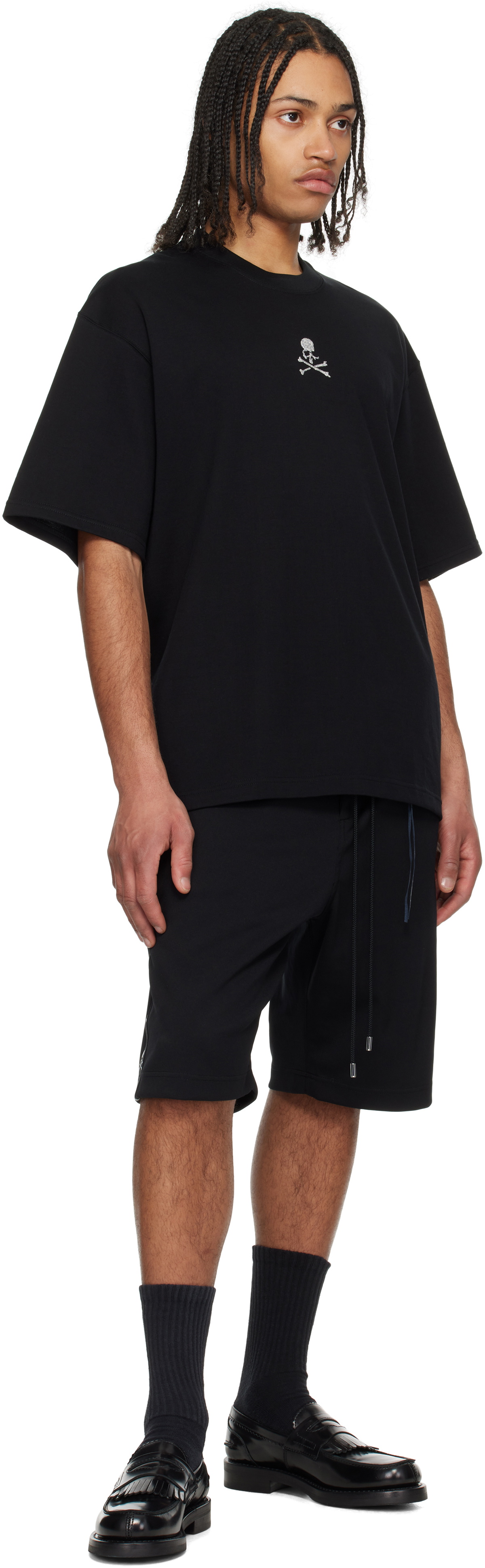 mastermind JAPAN Black Loose Skull Tape Jersey Shorts mastermind JAPAN