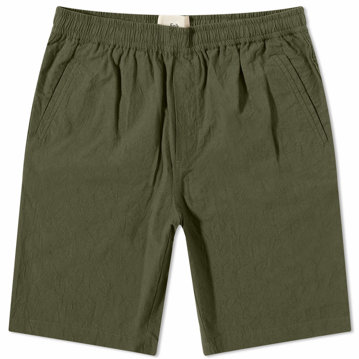 Folk Men's Crinkle Assembly Short in Olive Folk