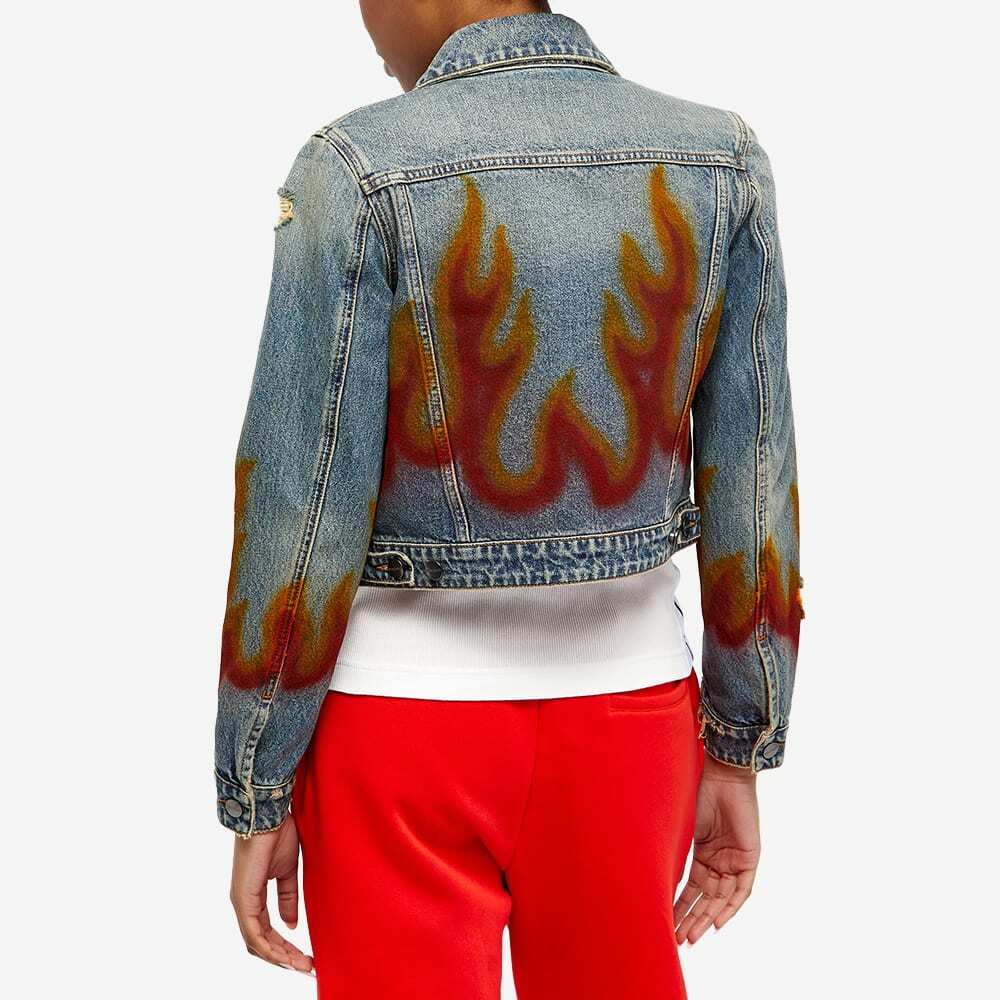 Palm Angels Women's Burning Denim Jacket in Blue/Red Palm Angels