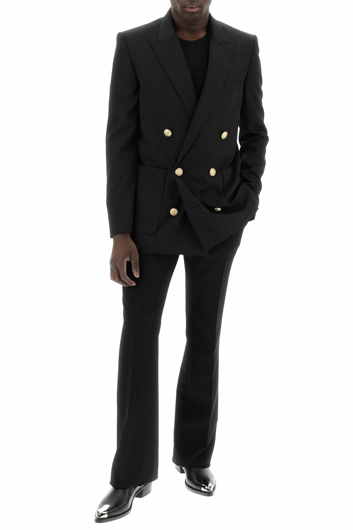 BALMAIN double-breasted twill bl Black Balmain