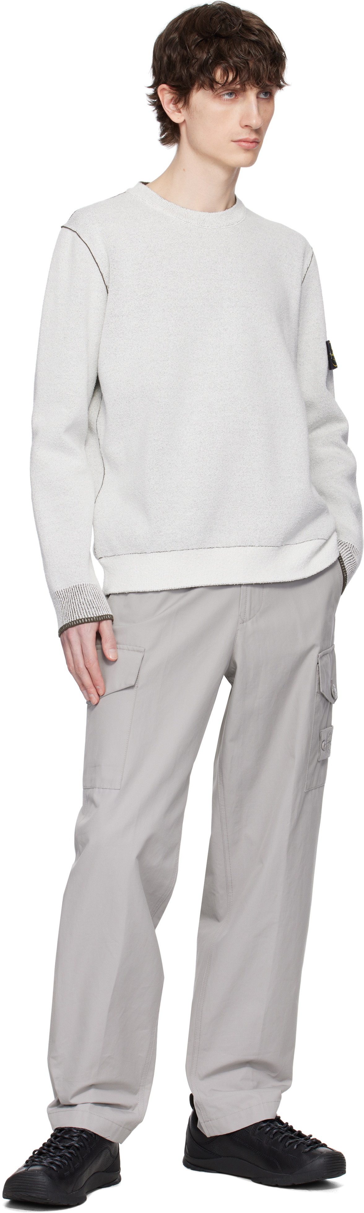 Stone Island Off-White Double Face Cotton & Nylon Sweater Stone Island Off-White Double Face Cotton & Nylon Sweater