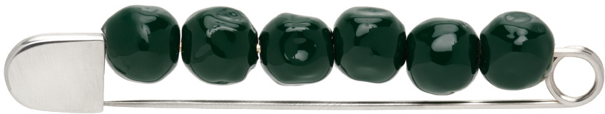 Jil Sander Silver & Green Beaded Pin Jil Sander