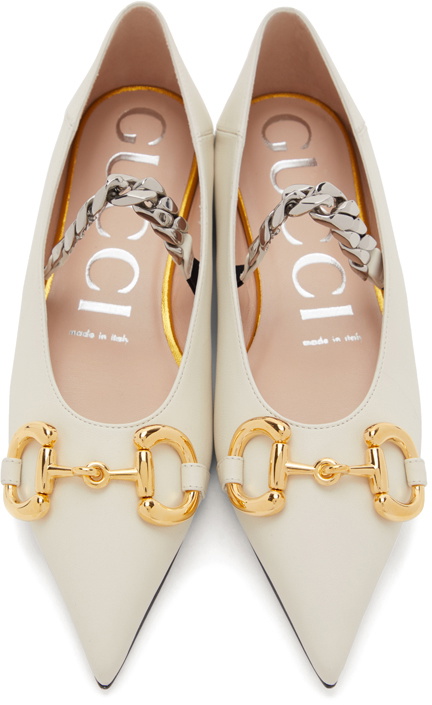 Gucci White Horsebit Ballet Flats Gucci