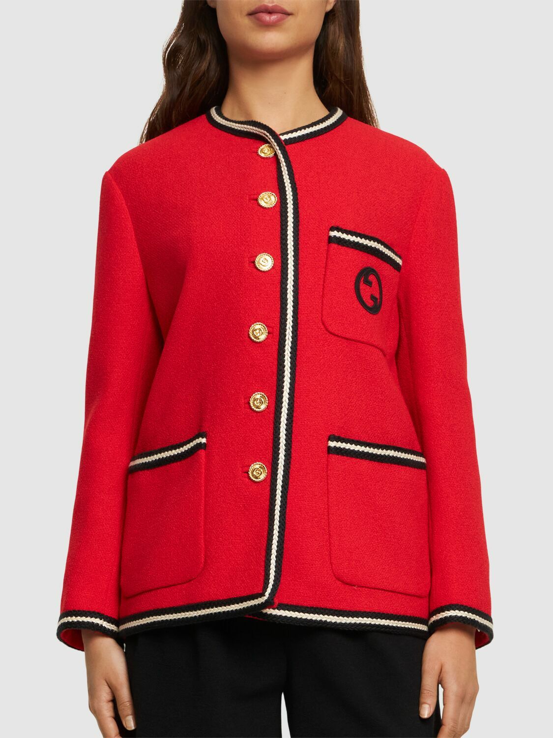 GUCCI - Wool Tweed Jacket W/ Interlocking G Gucci